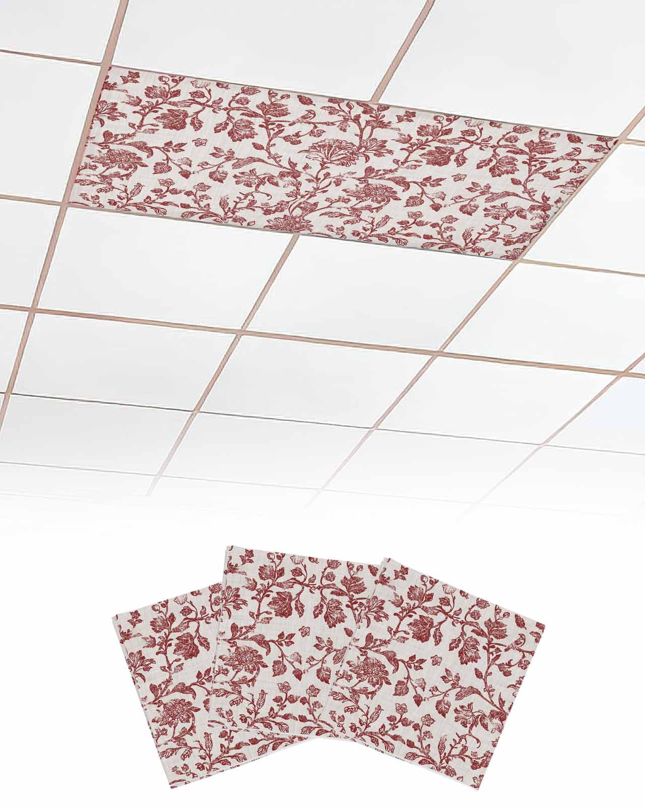 Farmhouse Red Fluorescent Light Covers for Ceiling Lights 4x2 feet,3 ...
