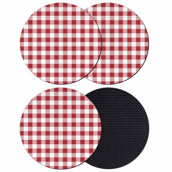 Farmhouse Red Plaid Coasters Set of 4, Rustic Red White Checkered ...
