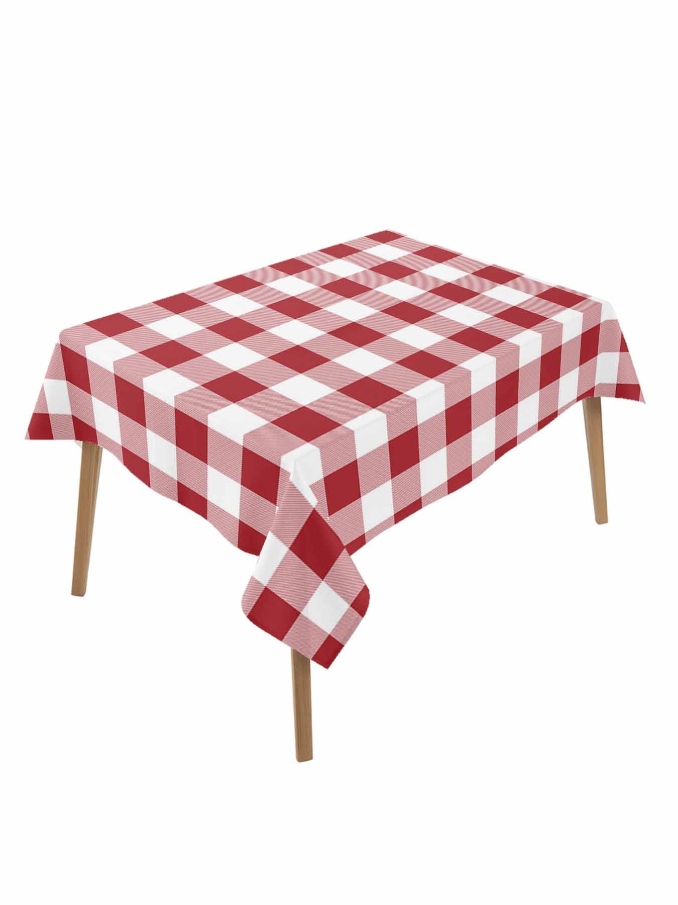 Farmhouse Red Plaid Table Cloth, Rustic Red White Checkered Waterproof ...