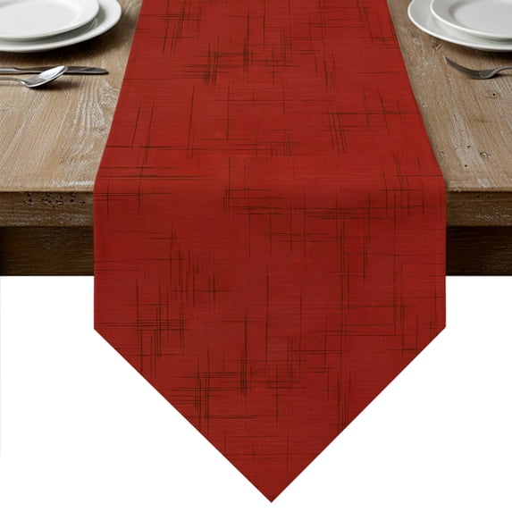 Farmhouse Red Table Runner Linen Burlap Table Runner 90 Inches Long ...