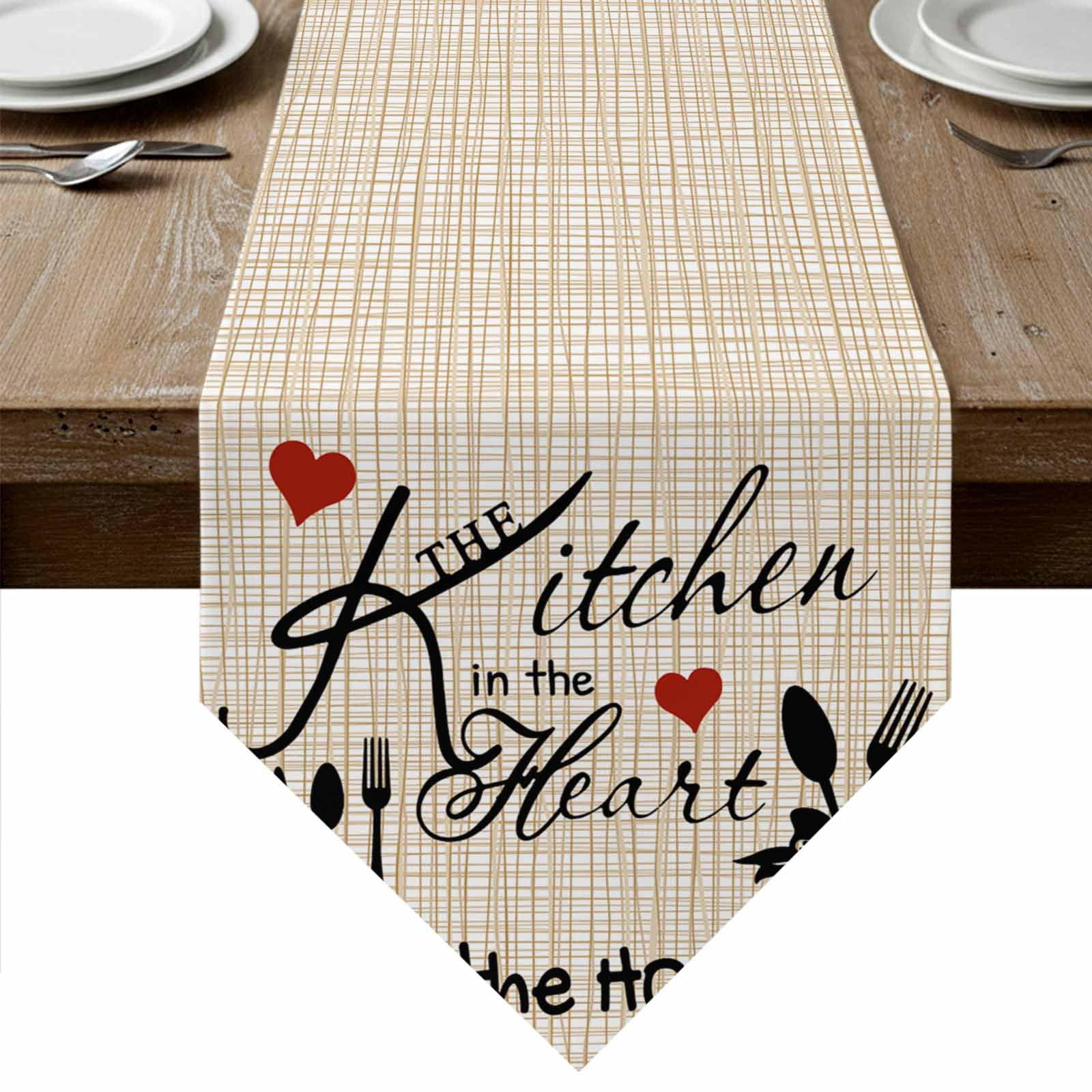 Farmhouse Retro Table Runner Linen Burlap Table Runner 72 Inches Long ...