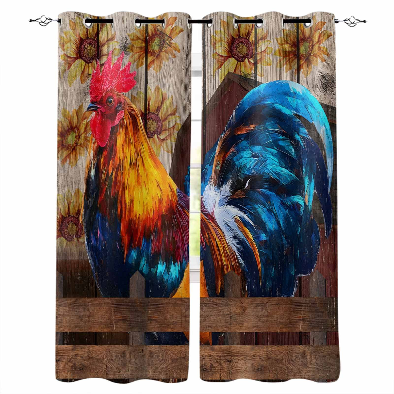 Farmhouse Rooster Blackout Curtains for Bedroom/Living Room, Thermal ...