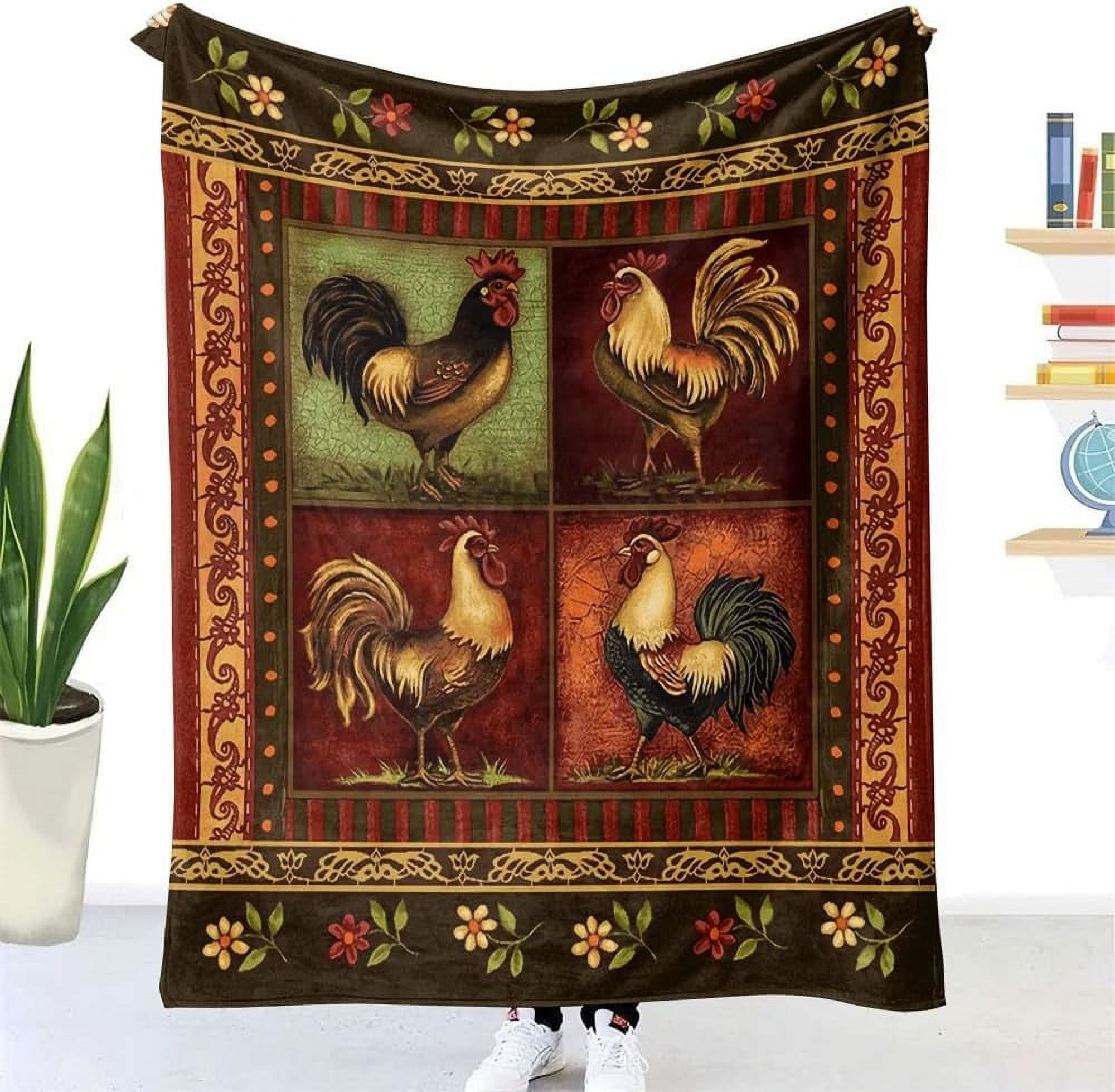 Farmhouse Rooster Blanket Soft Warm Flannel Fleece Throw Blanket for ...