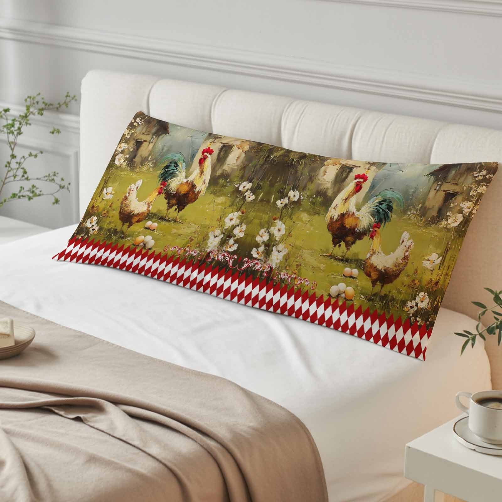 Farmhouse Rooster Body Pillow Cover, Pillowcase Protectors with Zipper ...