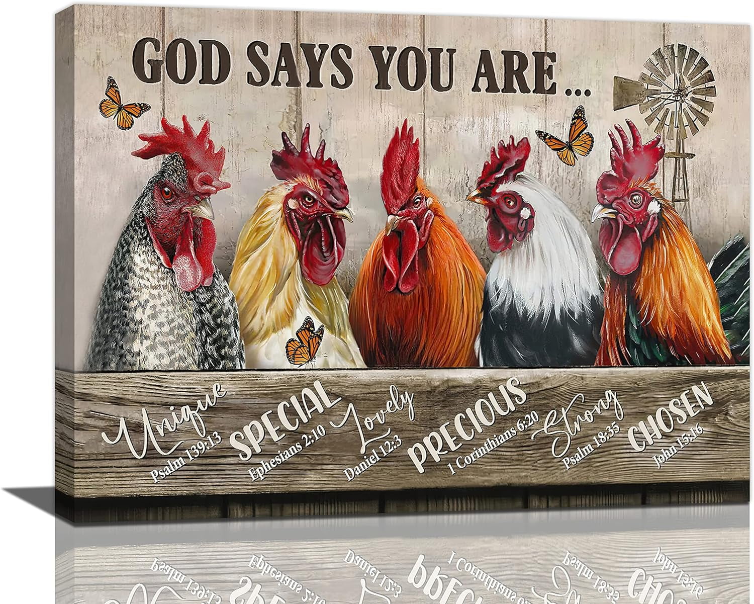 Farmhouse Rooster Canvas Wall Art Chicken Wall Decor God Says You Are ...