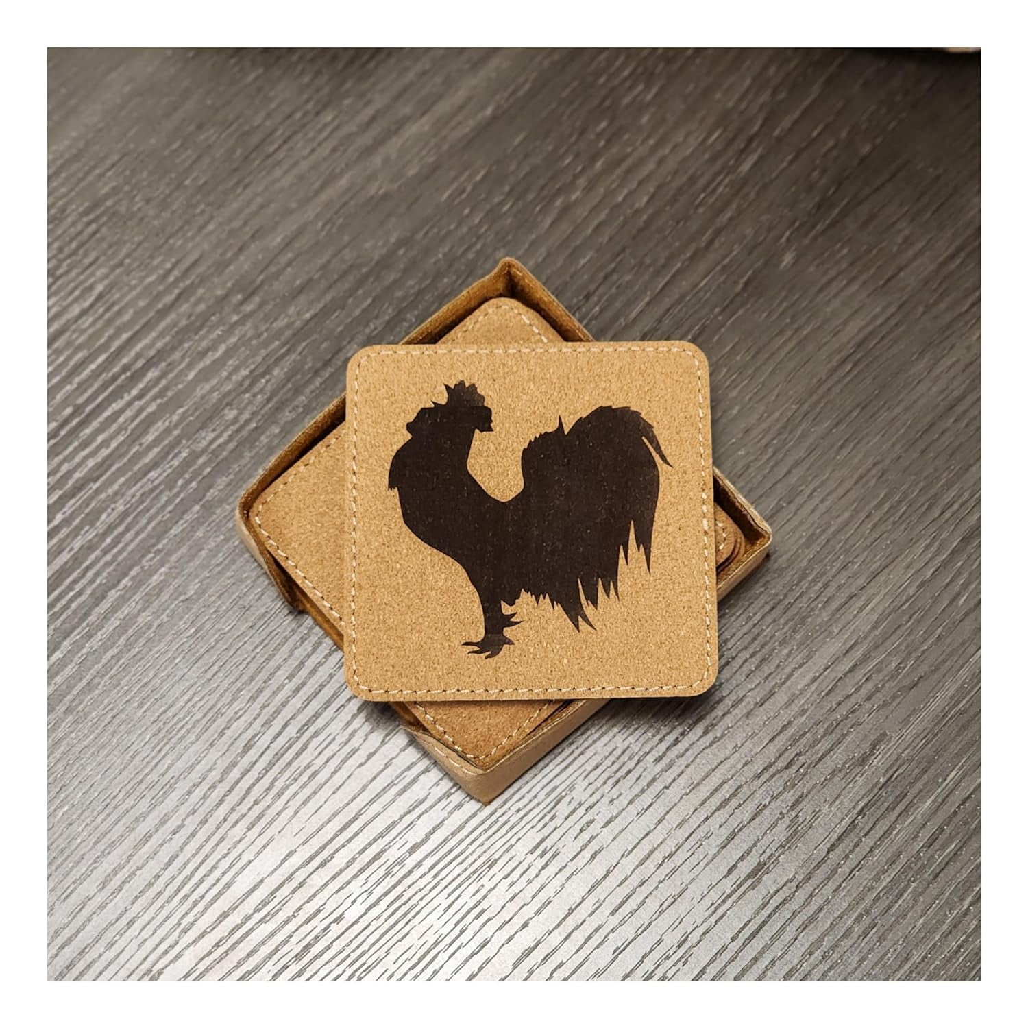 Farmhouse Rooster Coasters - Handmade Coasters Set of 6 - Engraved ...