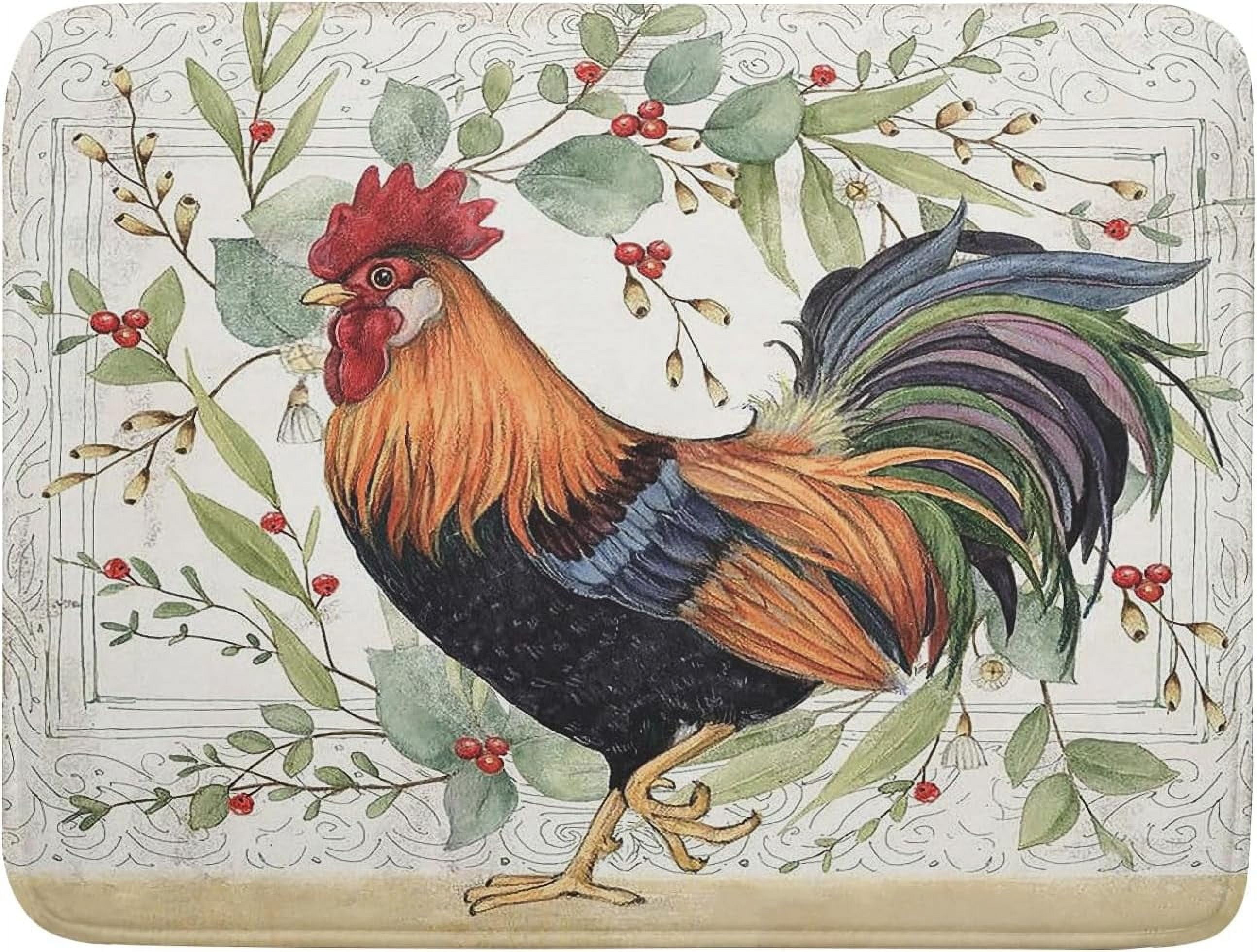 Farmhouse Rooster Dish Drying Mat 18x24 inch Absorbent Microfiber ...