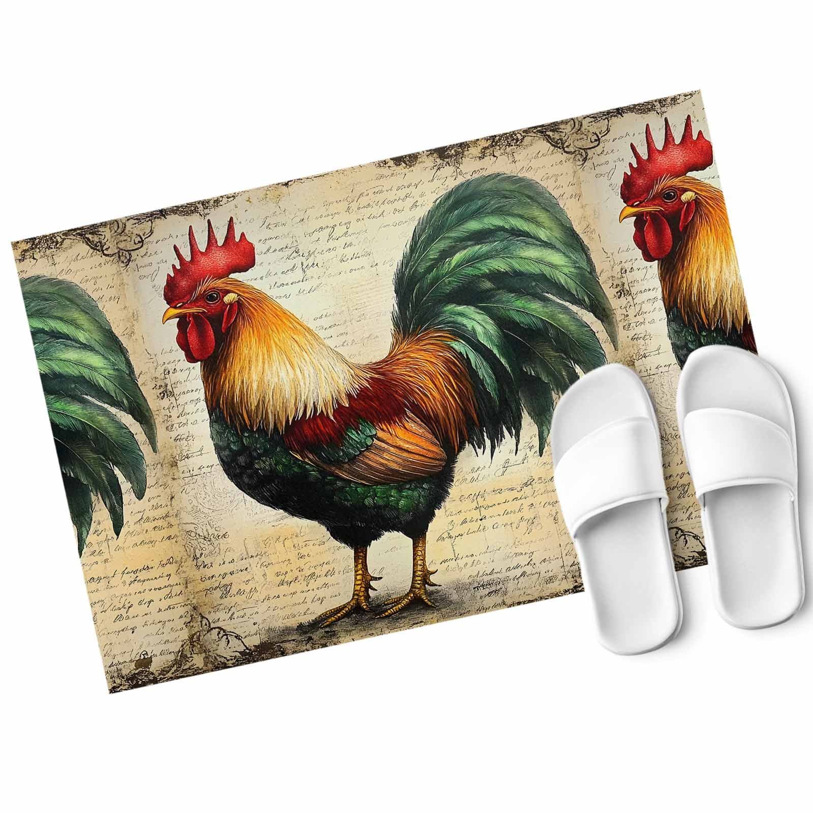 Farmhouse Rooster Door Mat Vintage Rustic Country Chicken Non Slip ...