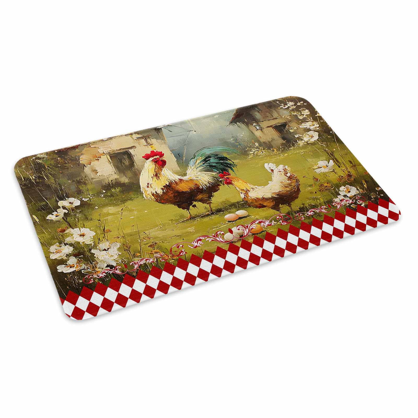 Farmhouse Rooster Doormat Outdoor Entrance 16"x24", Vintage Rustic ...