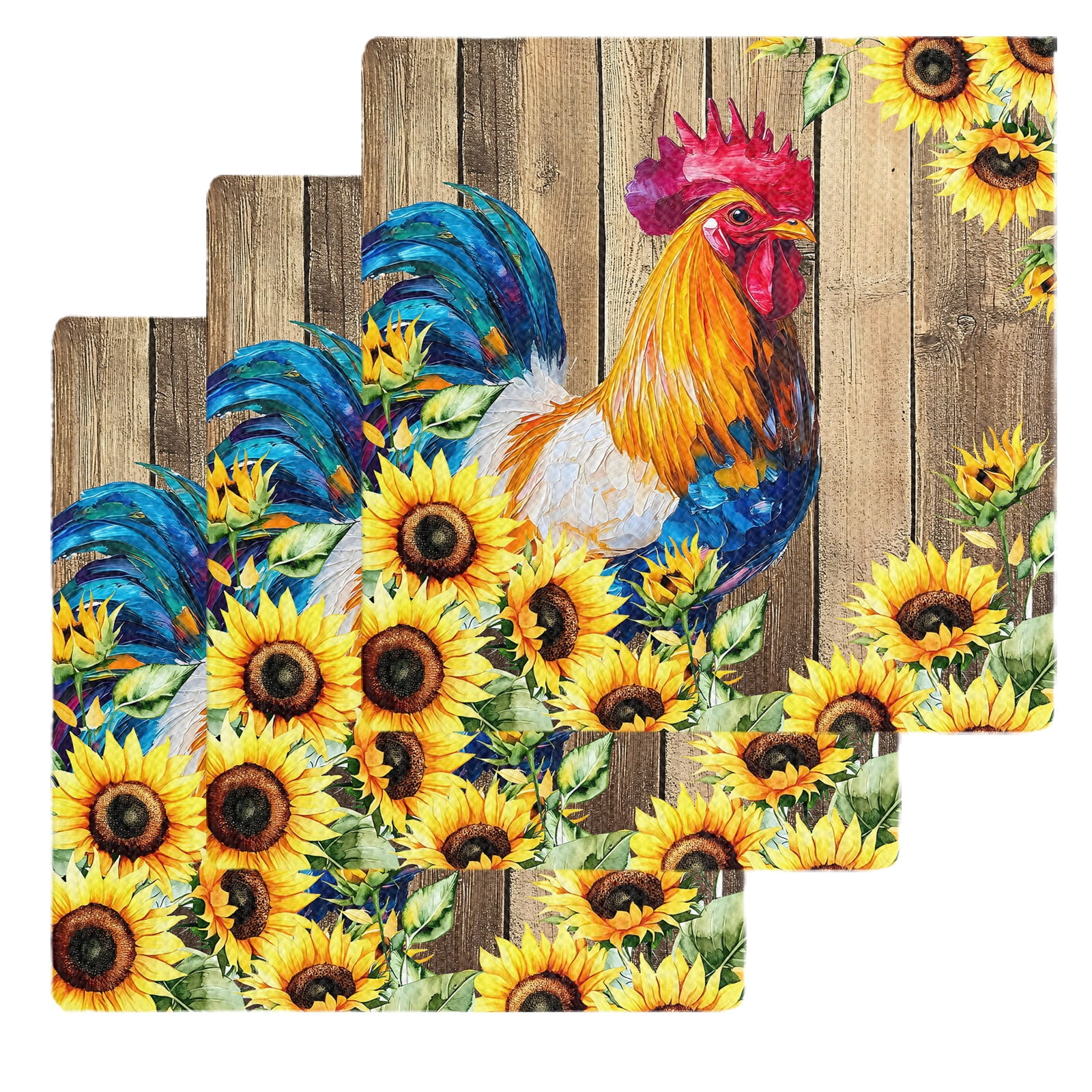 Farmhouse Rooster Kitchen Dish Towels for Drying Dishes Set of 3, Retro ...
