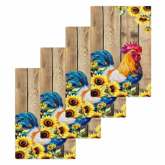 Farmhouse Rooster Kitchen Dish Towels for Drying Dishes Set of 4, Retro ...
