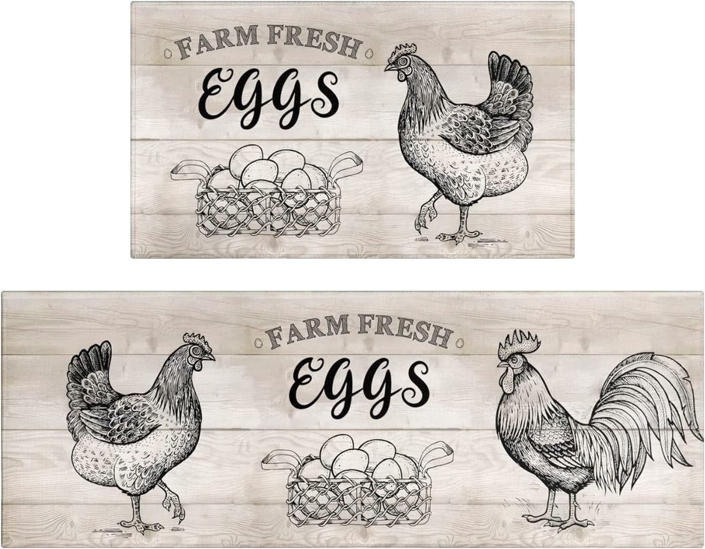 Farmhouse Rooster Kitchen Rug Set,Country Rustic Rooster Kitchen Rugs ...