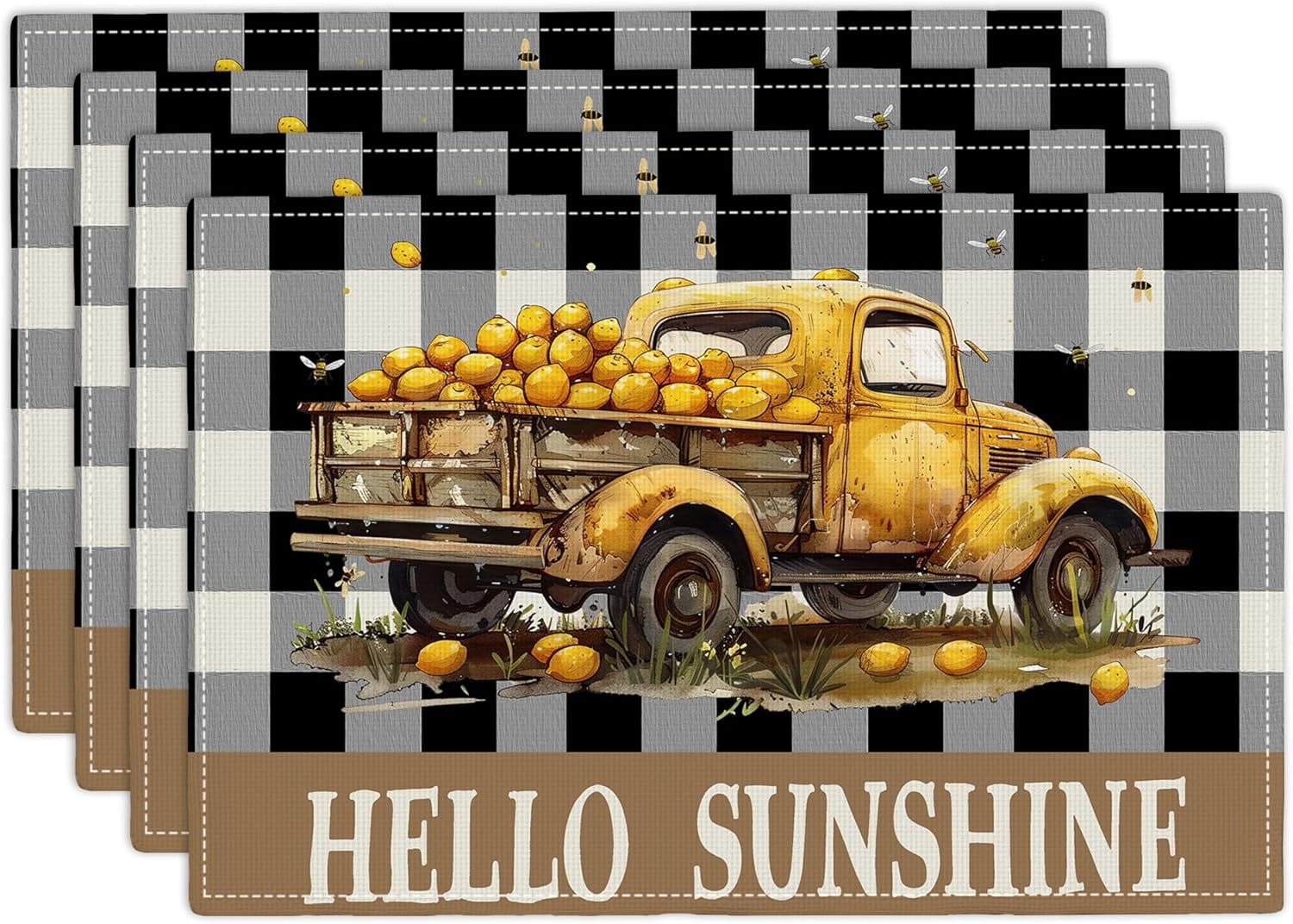 Farmhouse Rooster Placemats Set of 4 Rustic Chicken Imitation Linen ...