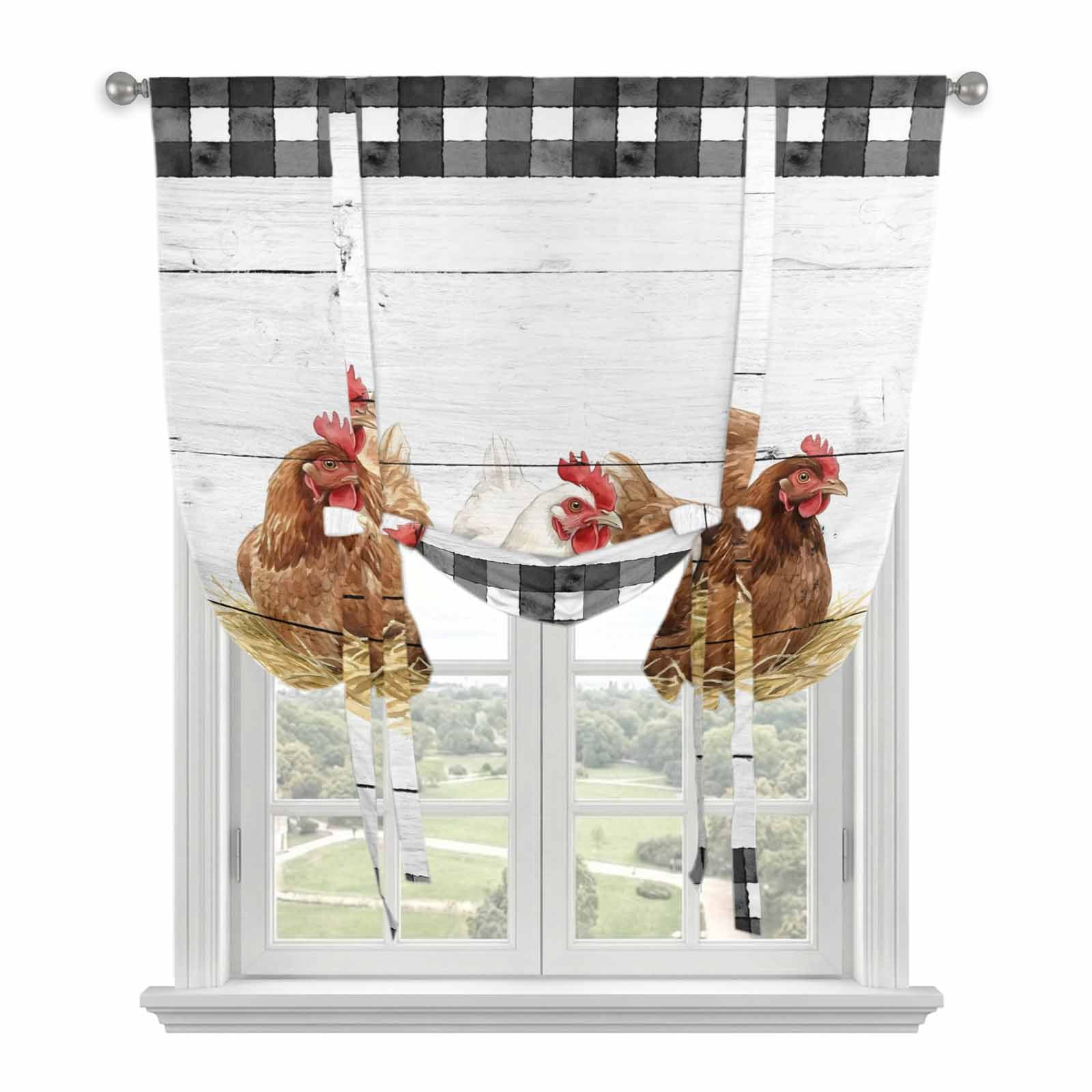 Farmhouse Rooster Tie Up Curtains for Window, Thermal Insulated Balloon ...