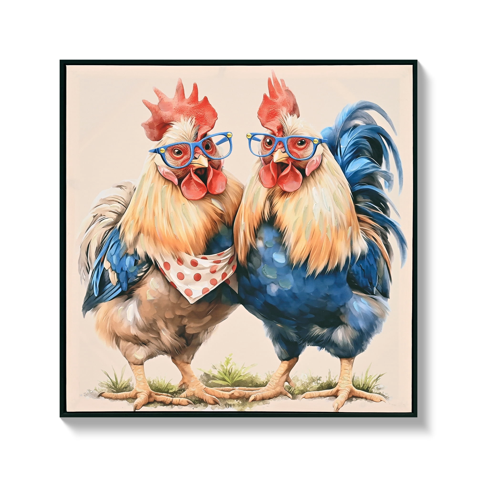 Farmhouse Rooster Wall Art 24x24, Rustic Chicken Canvas Print With 3D ...