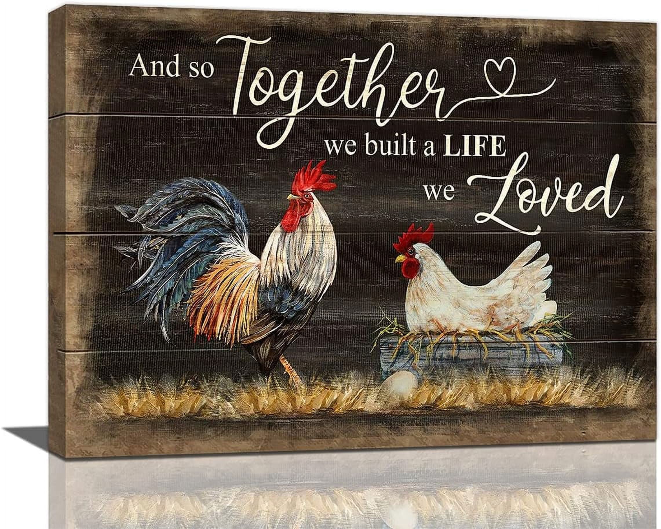 Farmhouse Rooster Wall Art Country Chicken Hen Hatching Chicks Pictures ...