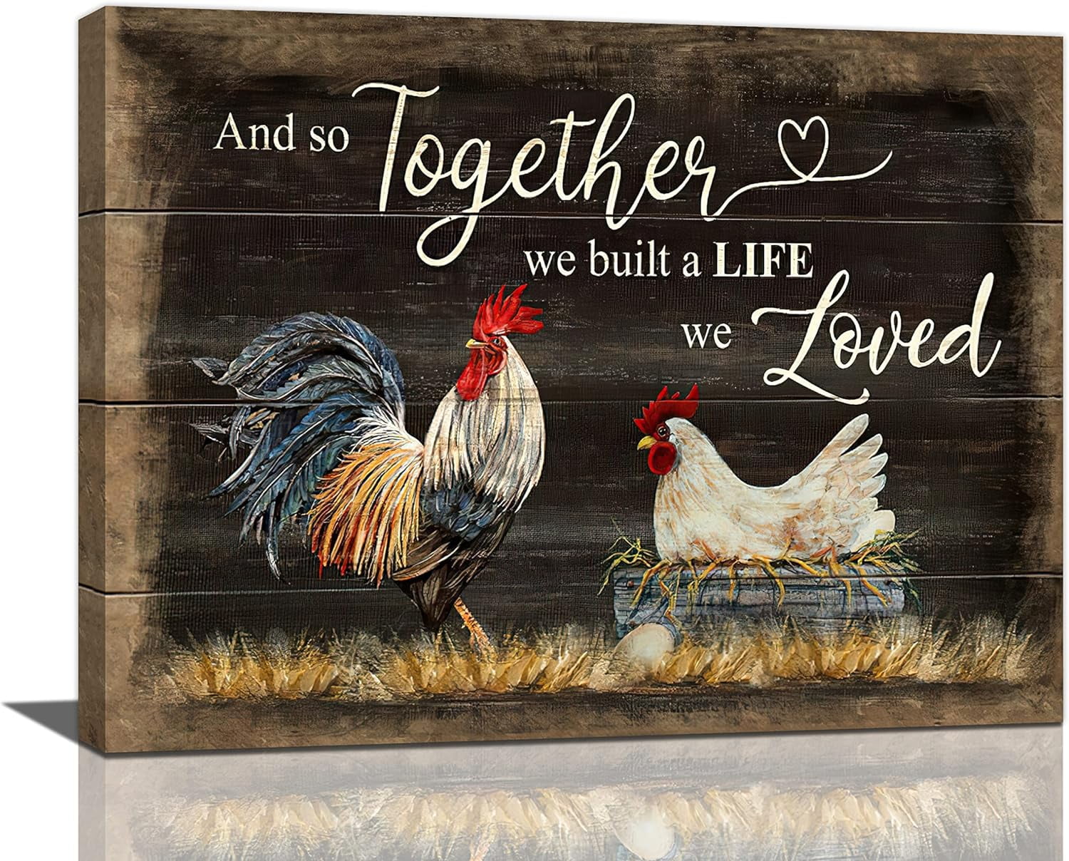 Farmhouse Rooster Wall Art Rustic Chicken Hen Hatching Chicks Pictures ...