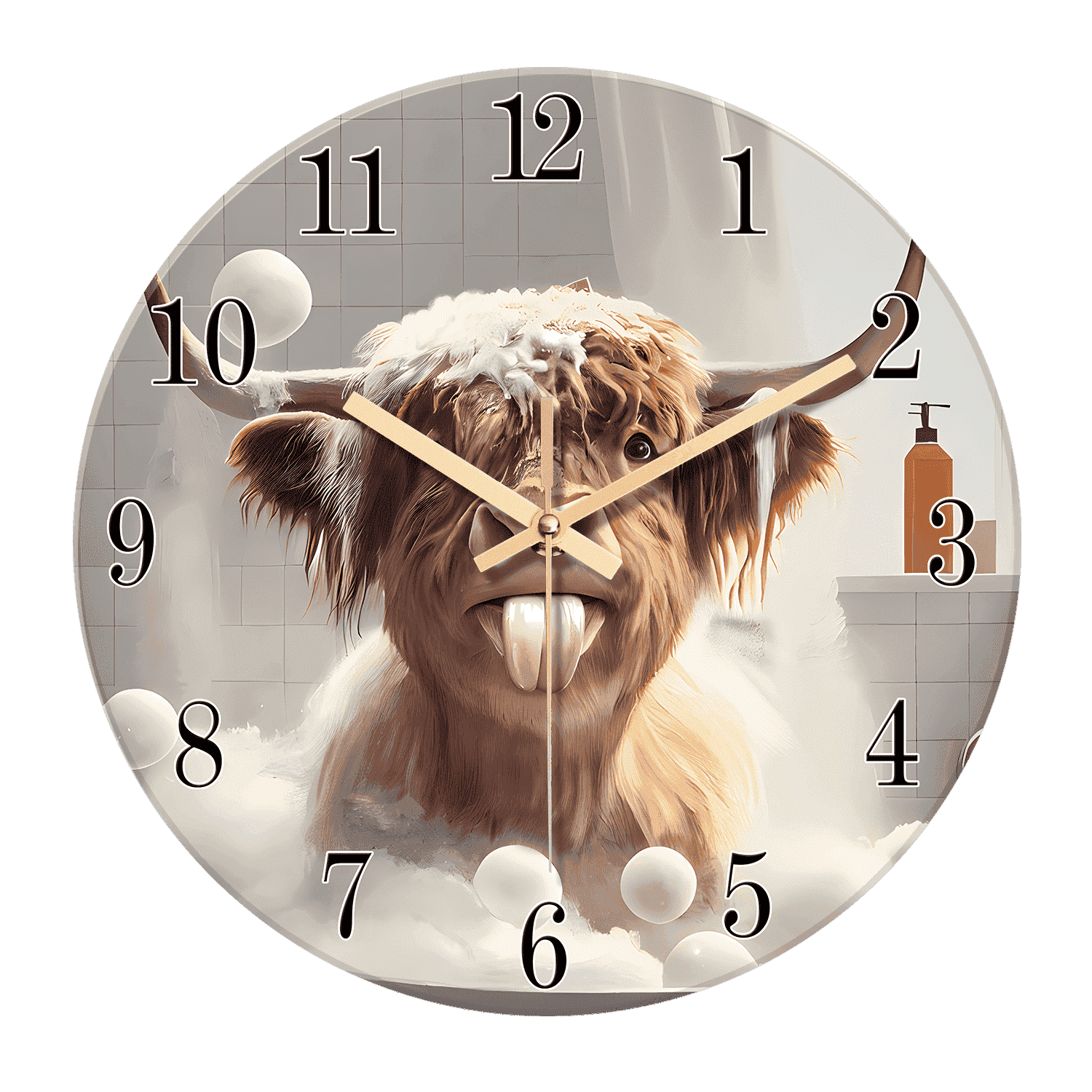 Bathroom Wall Clock Battery Operated 14 Inch Highland Cow Wall Clocks ...