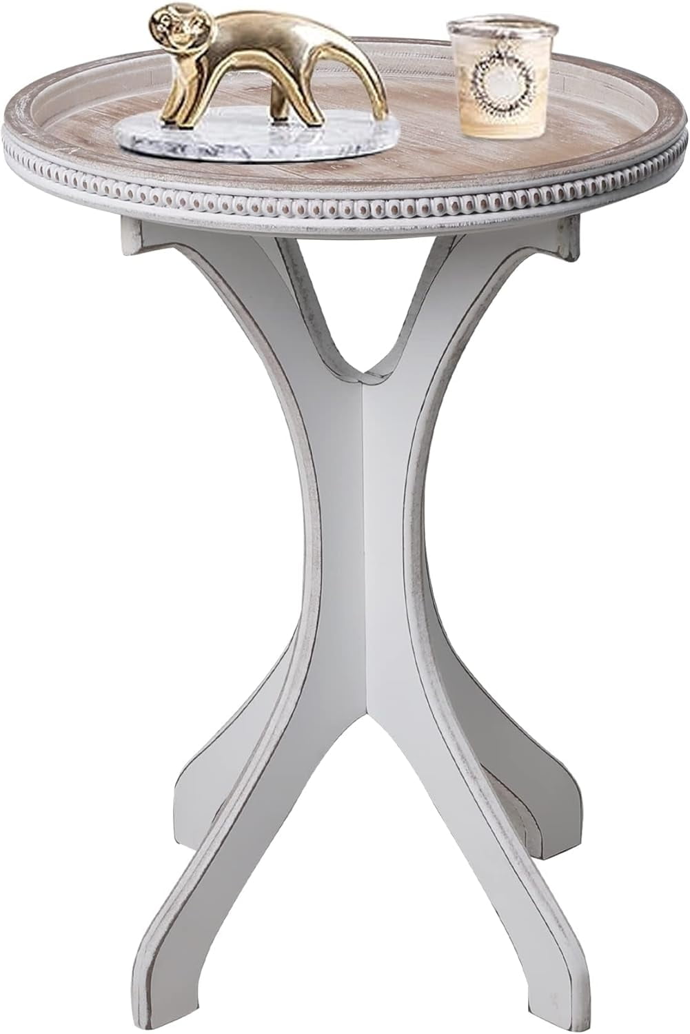 Farmhouse Round Side Table Rustic Small Accent Tables for Living Room ...