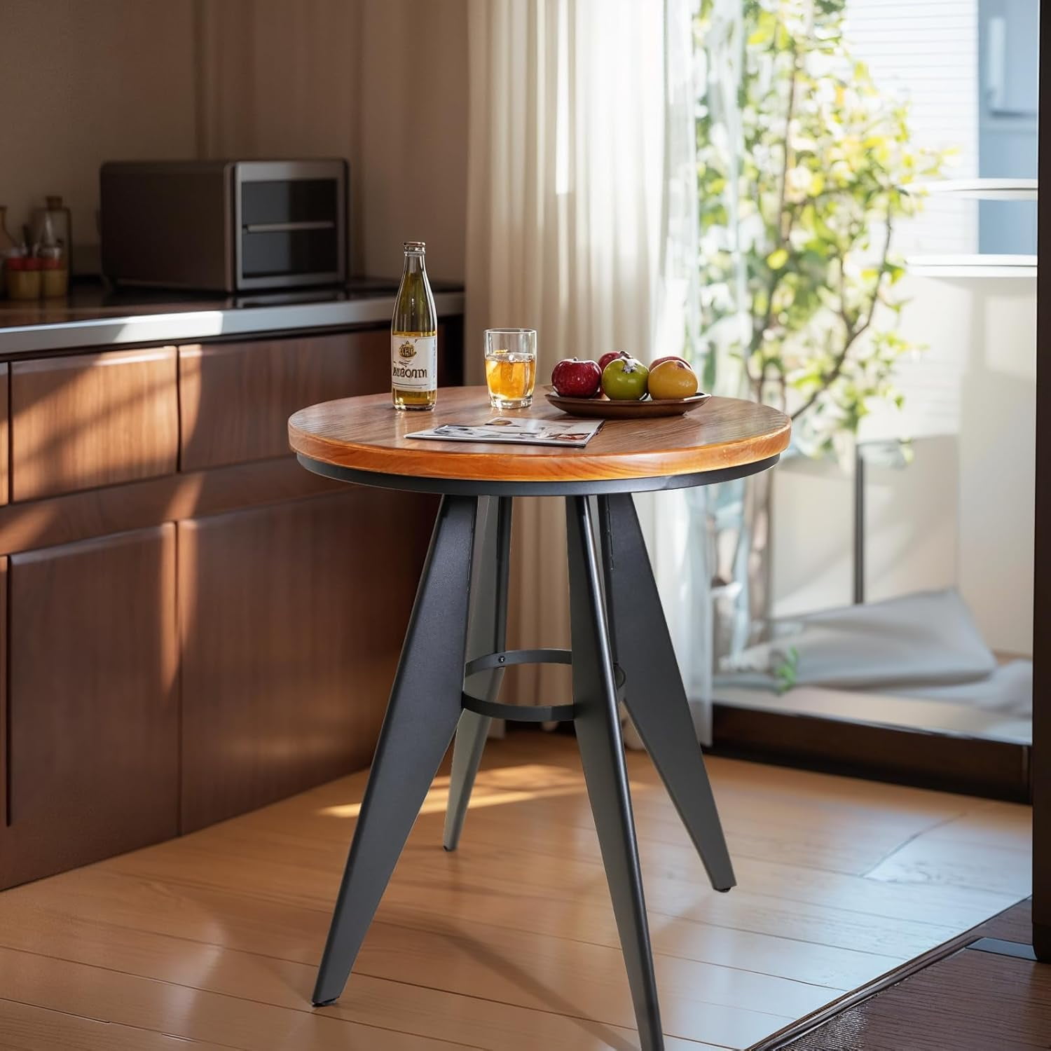 Farmhouse Round Side Table in Living Room 28inch Height Vintage Coffee ...