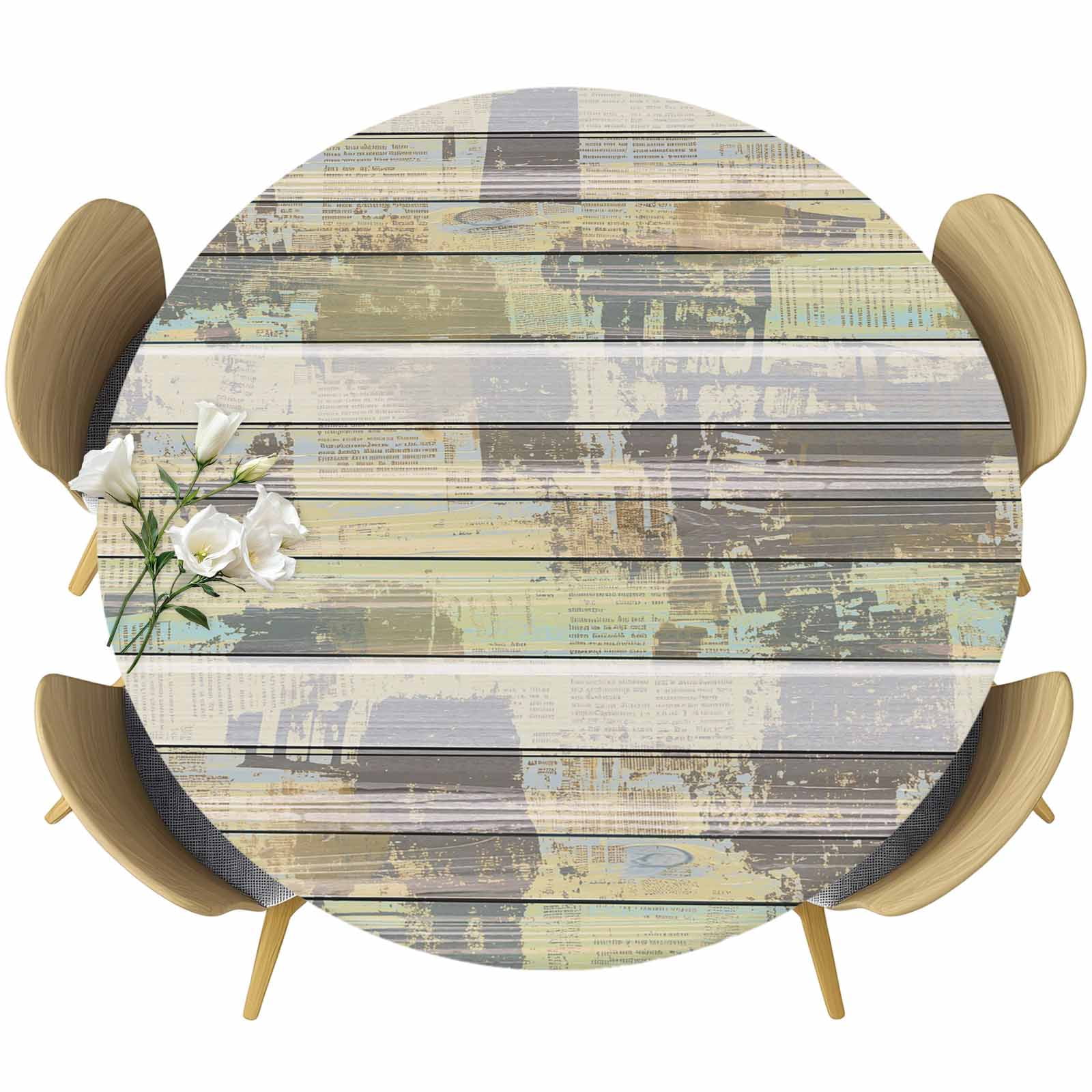 Farmhouse Round Tablecloth 36-44 Inch Round Fitted Table Cloth with ...