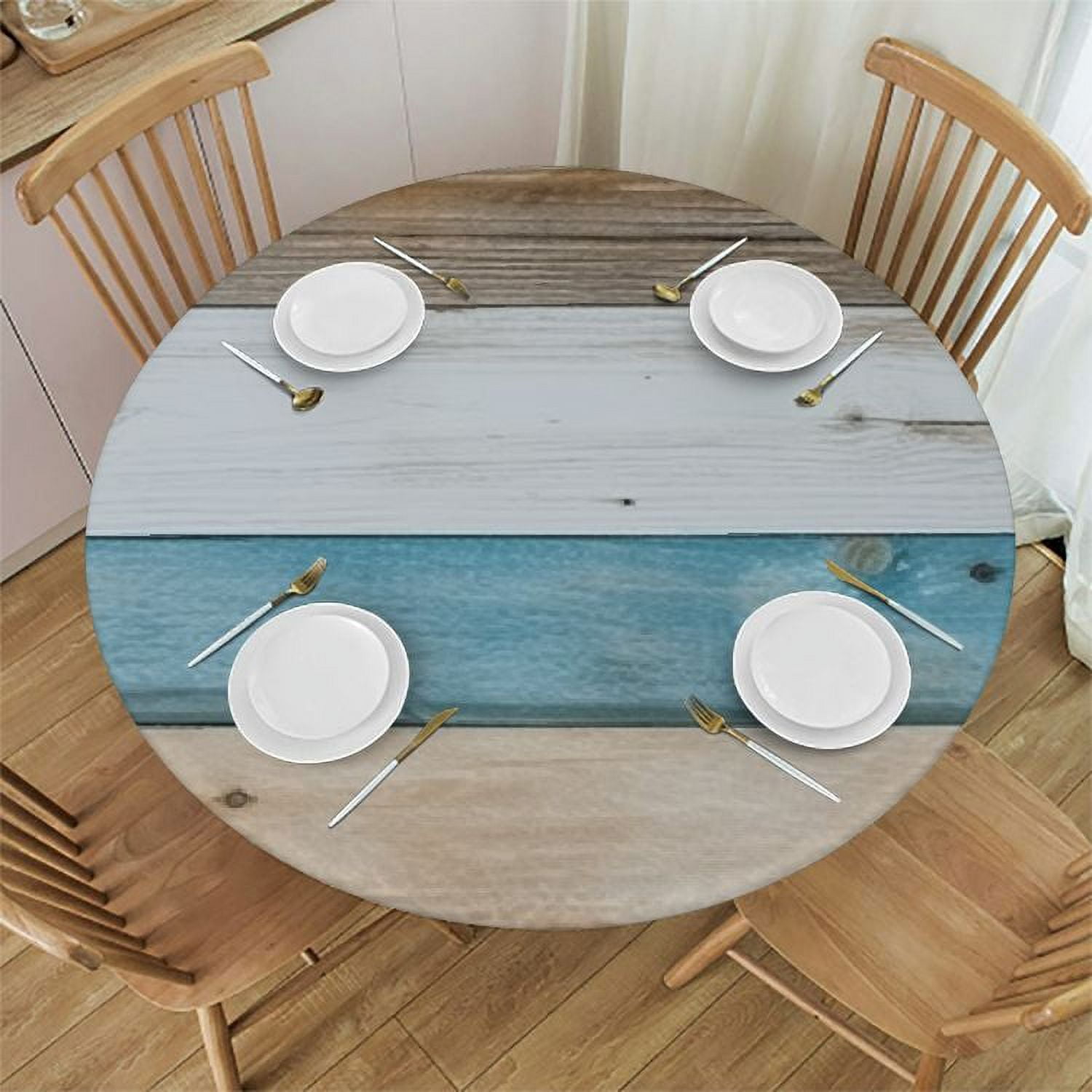 Farmhouse Round Tablecloth Wood Texture Tablecloths Elastic Fitted ...