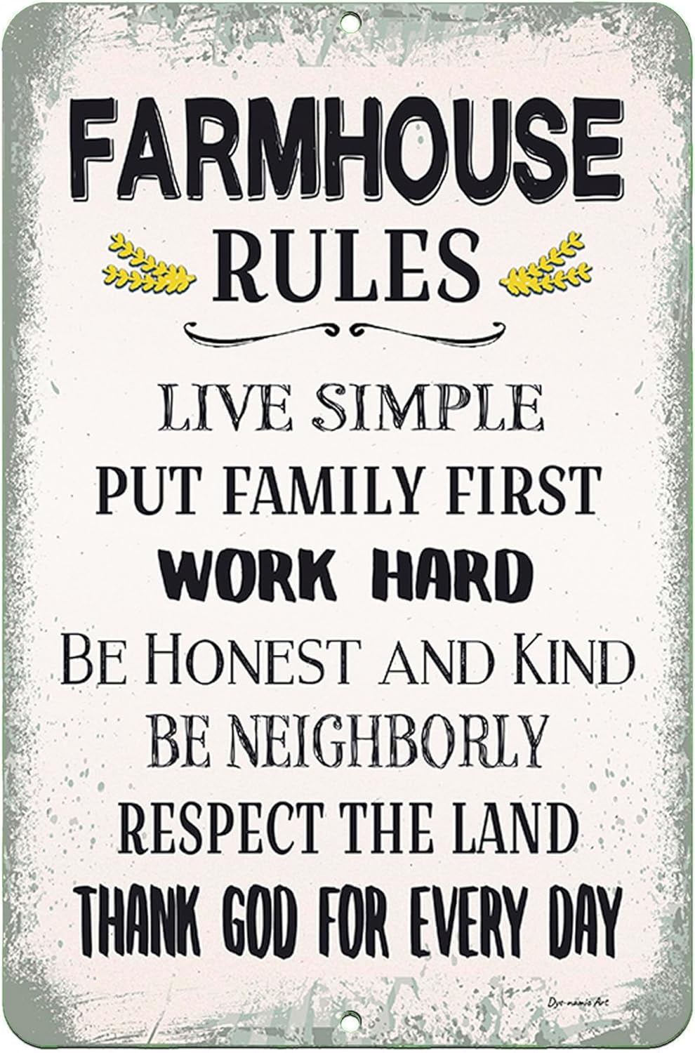 Farmhouse Rules Aluminum Sign Rustic Indoor & Outdoor Wall Decor ...