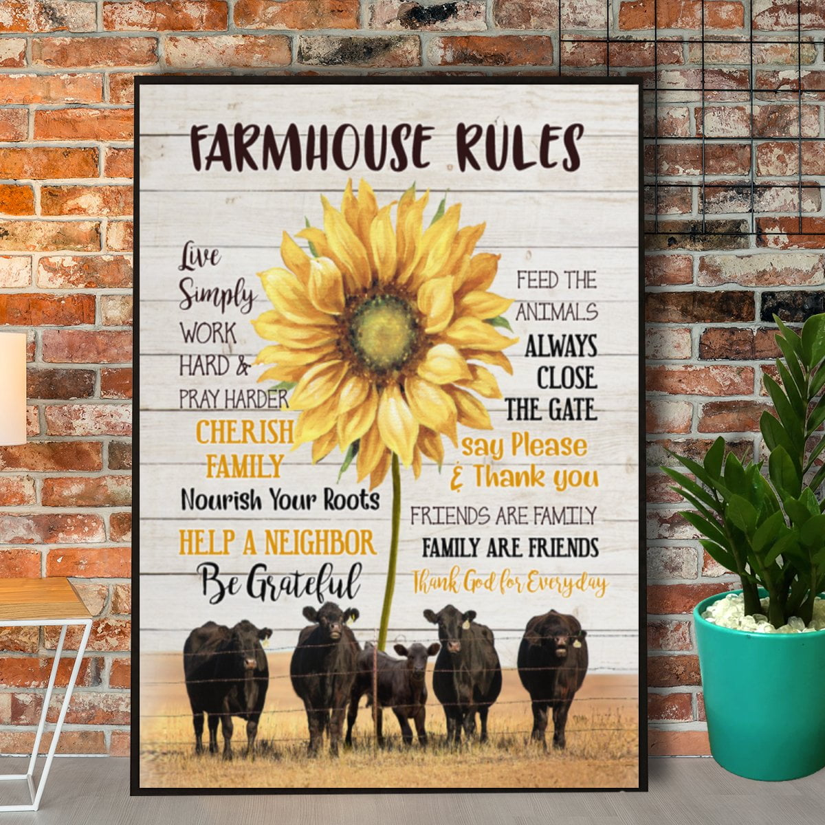 Farmhouse Rules Black Angus Feed The Animals Always Close The Gate ...