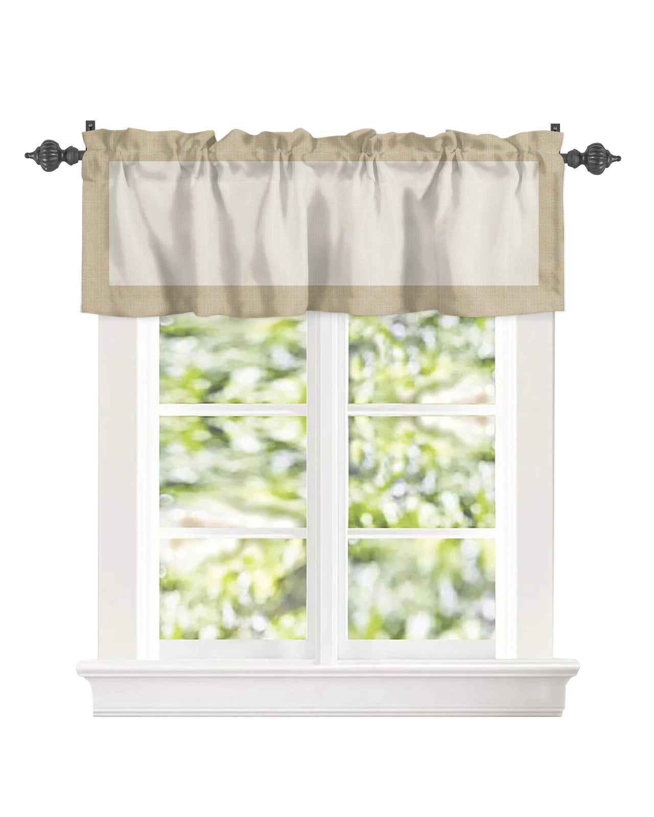 Farmhouse Rural Retro Burlap Curtain Valances for Kitchen Windows,Rod ...