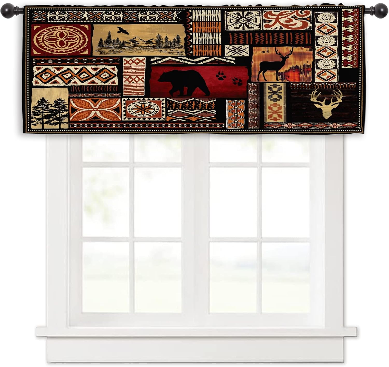 Farmhouse Rustic Cabin Kitchen Curtain Valance 54W x 18H Rod Pocket ...