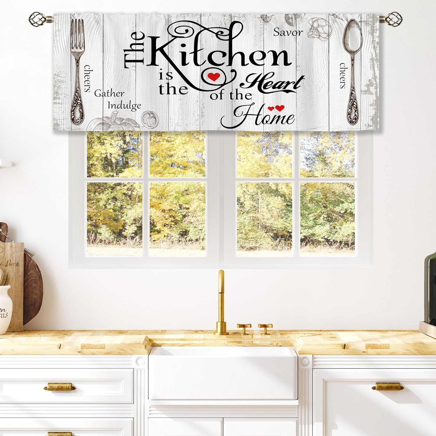 Farmhouse Rustic Curtain Valance for Window Treatments Vintage Fork ...