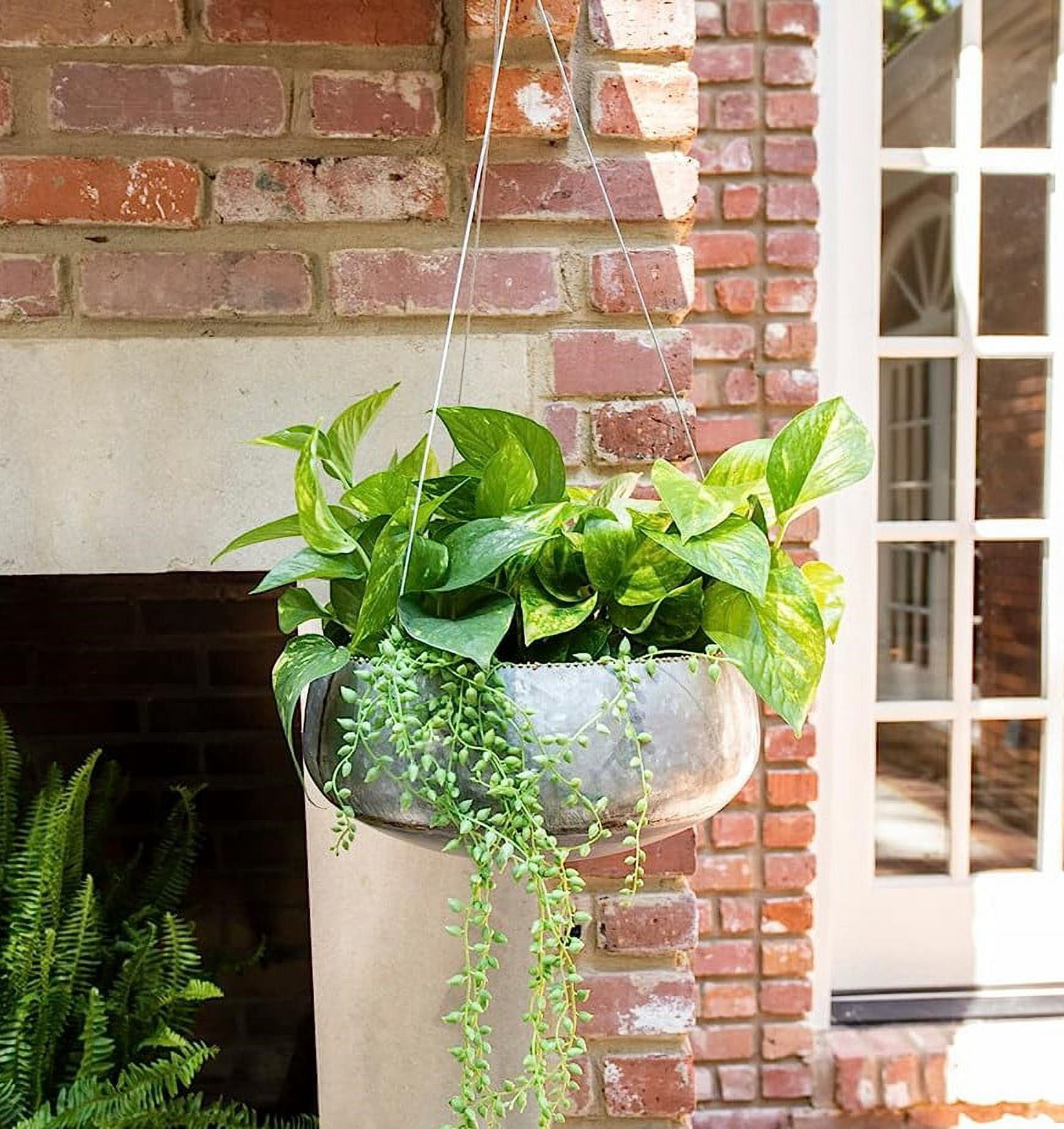 Farmhouse Rustic Galvanized Metal Gold Accent Hanging Round Wall ...