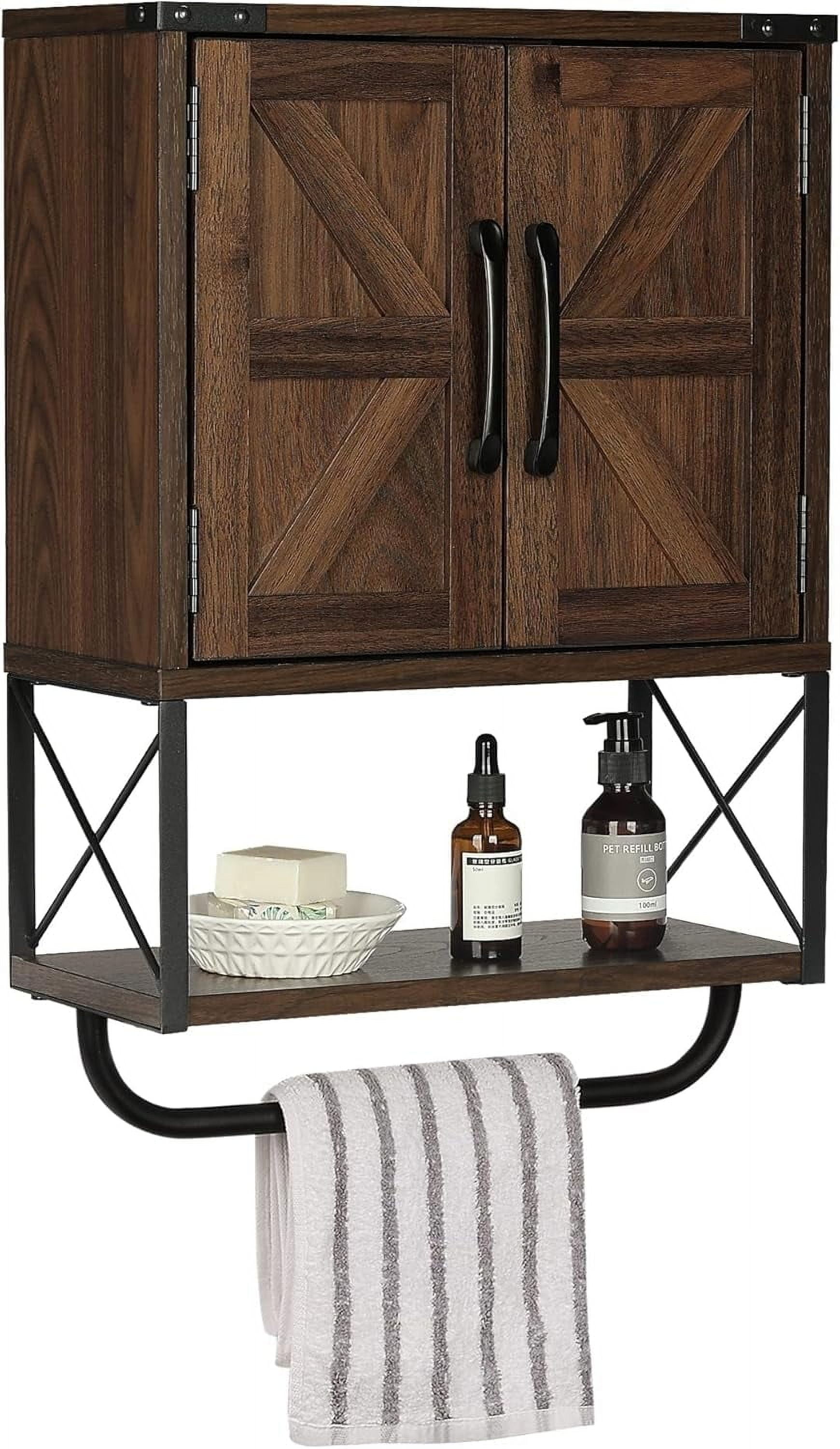 Farmhouse Rustic Medicine Cabinet with Two Barn Door,Wood Wall Mounted ...