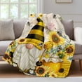 Farmhouse Rustic Throw Blanket for Couch Gnome Sunflower Bee Beige ...