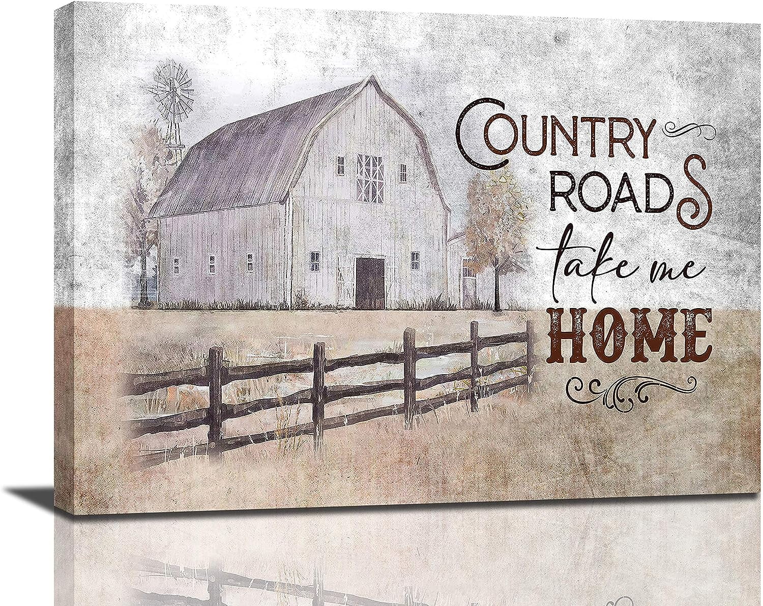 Farmhouse Rustic Wall Decor Barn Canvas Wall Art Old Barn Pictures Wall ...