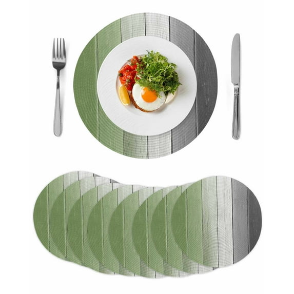 Farmhouse Rustic Wood Round Table Placemats set of 8, Sage Green Grey ...