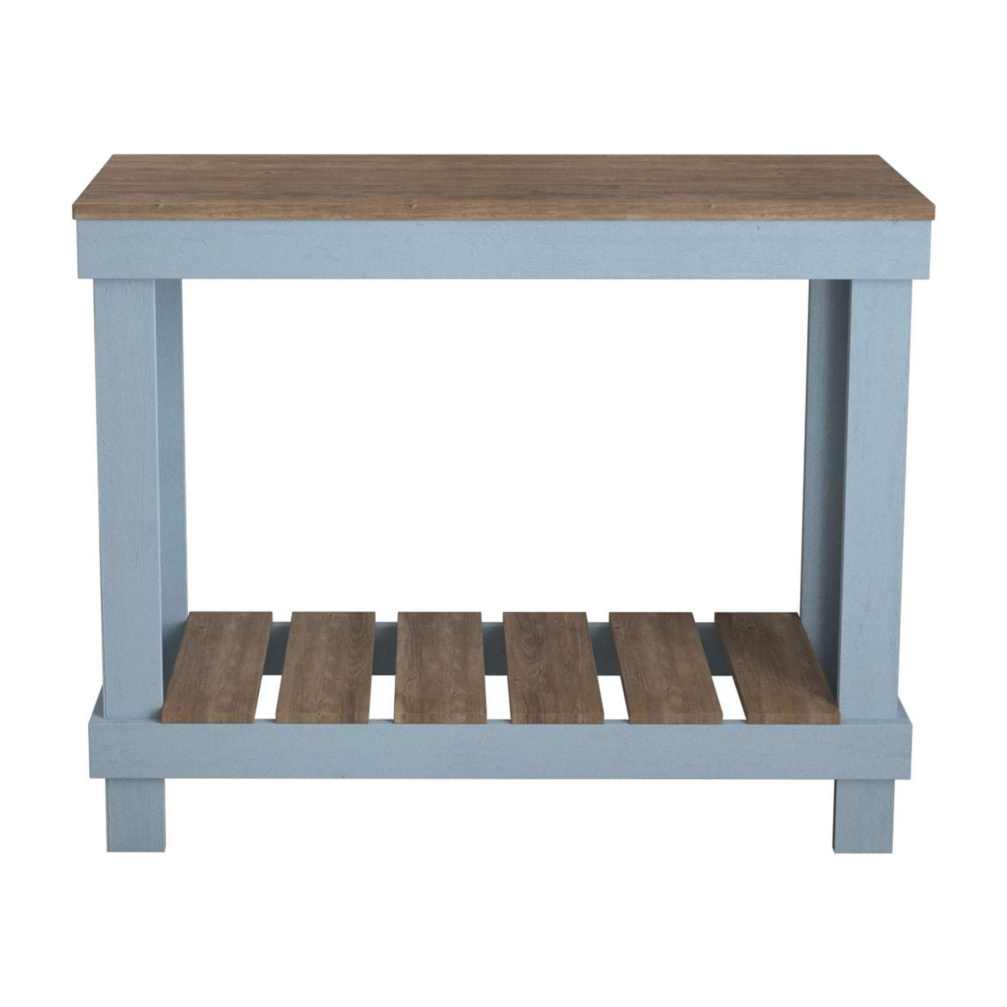 Farmhouse Rustic Wood Small Sofa Table, Natural and Light Blue ...