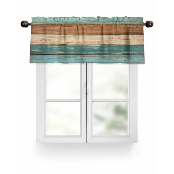 Farmhouse Vintage Brown Wood Board Valances for Windows,Rod Pocket ...