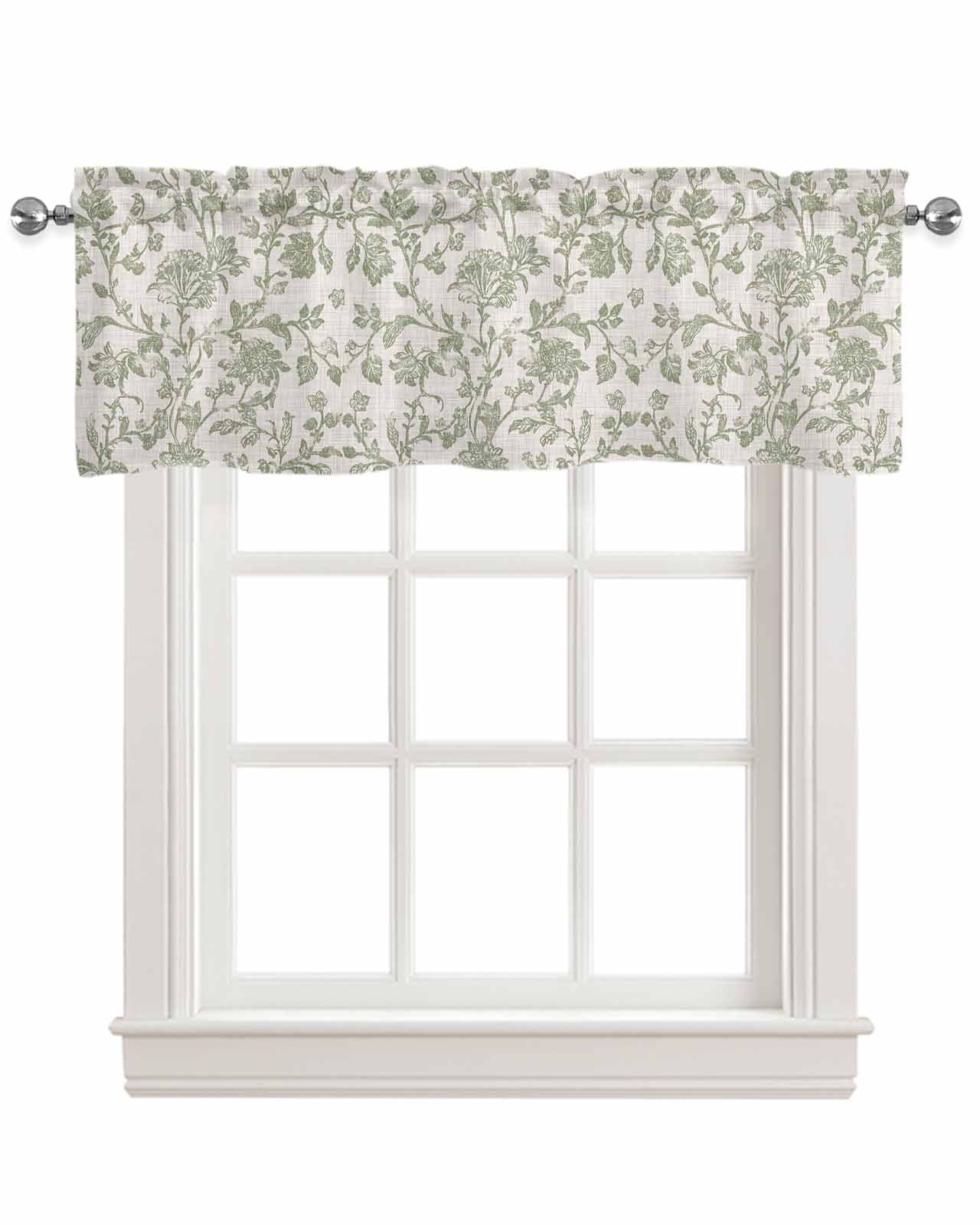 Farmhouse Sage Green Kitchen Valances for Windows Farmhouse Linen ...