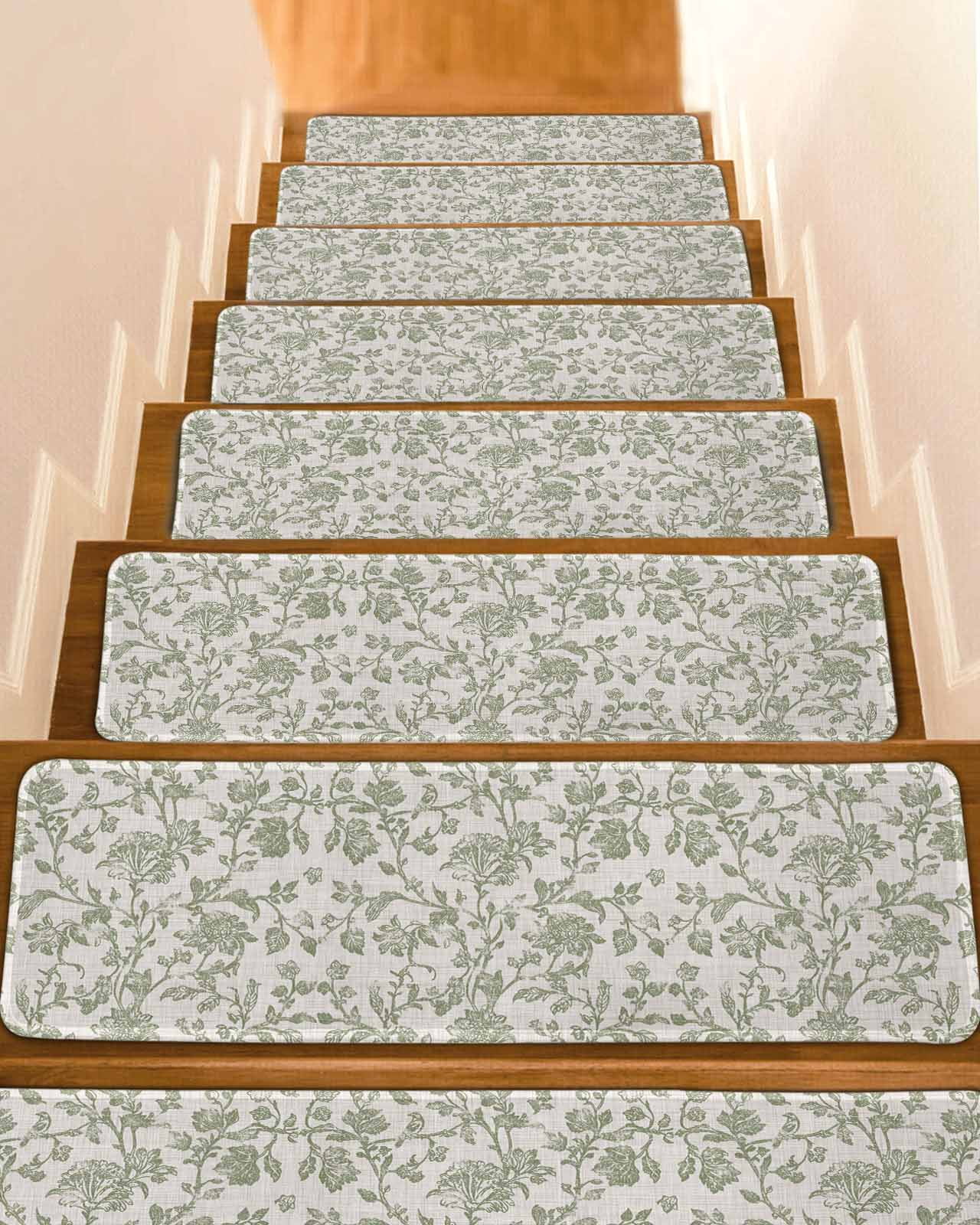 Farmhouse Sage Green Stair Treads for Wooden Steps Indoor Runner Rug ...