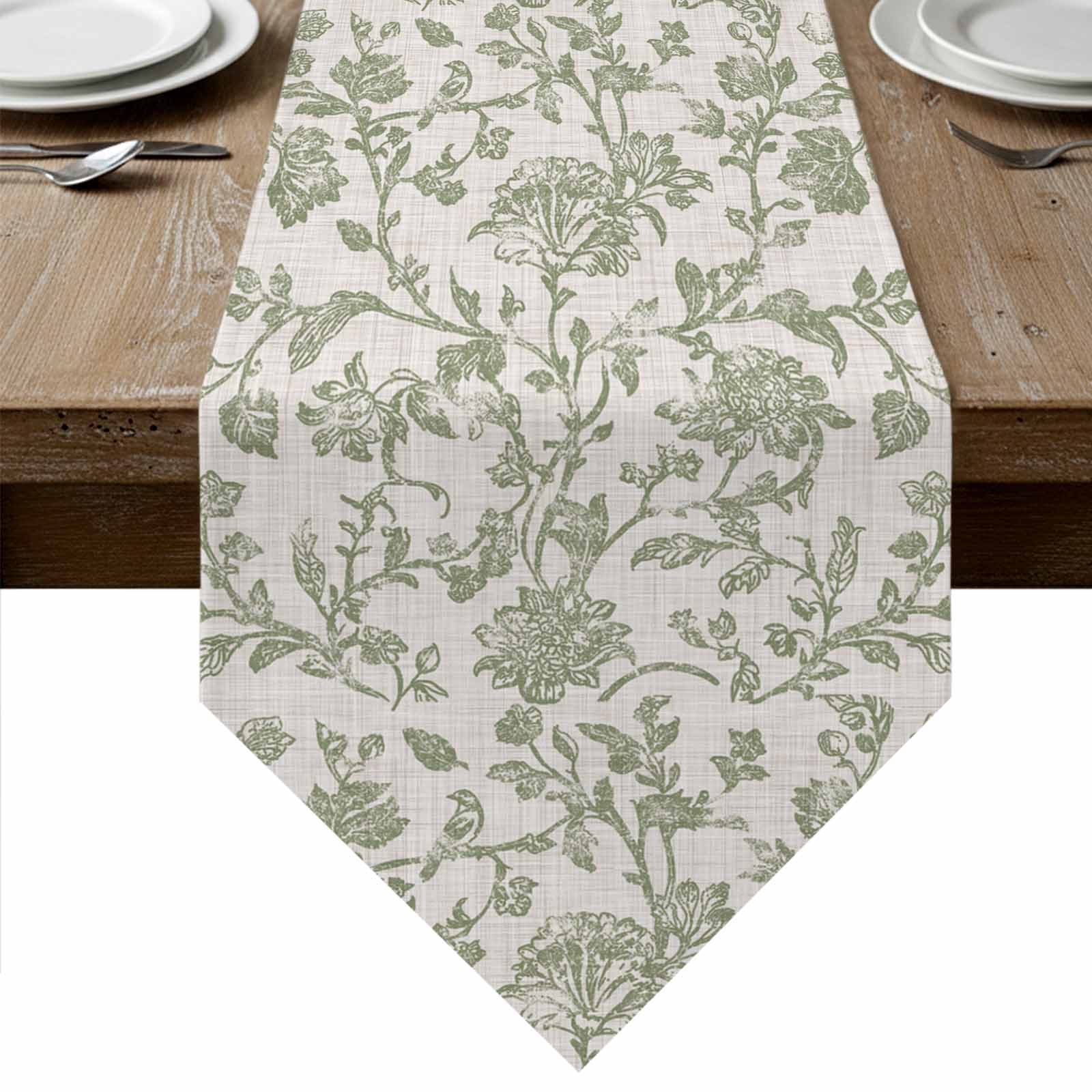 Farmhouse Sage Green Table Runner Linen Burlap Table Runner 72 Inches ...