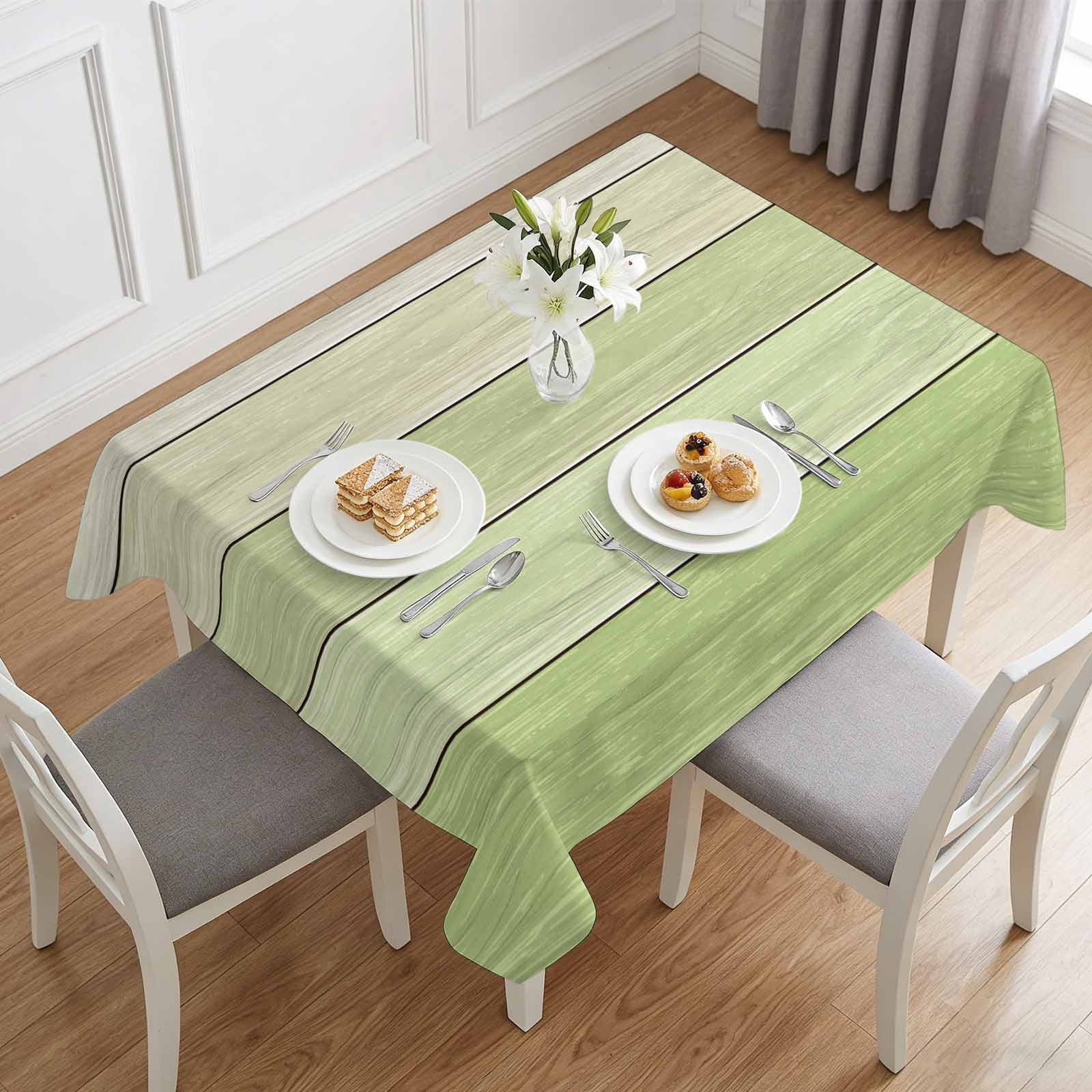 Farmhouse Sage Green Wood Board Table Cloth 60x84in, Waterproof ...