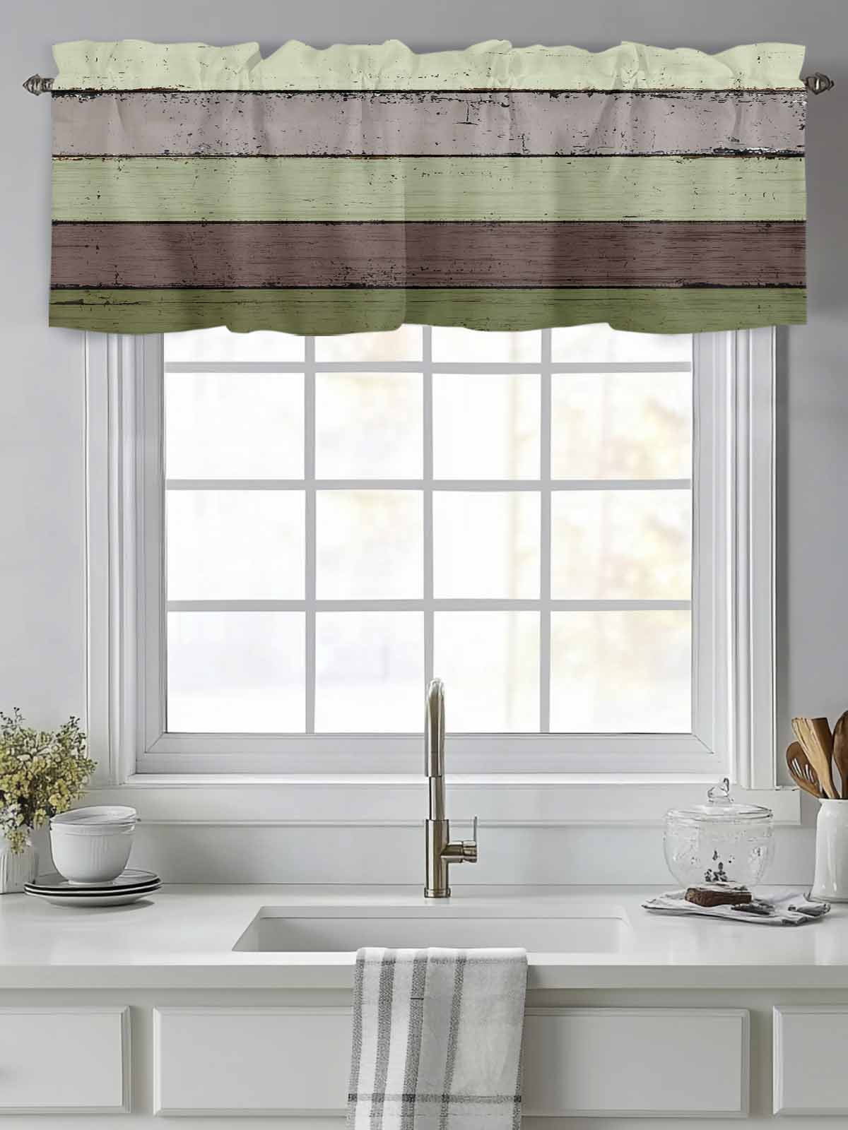 Farmhouse Sage Green Wood Board Valances for Windows,Kitchen Valance ...