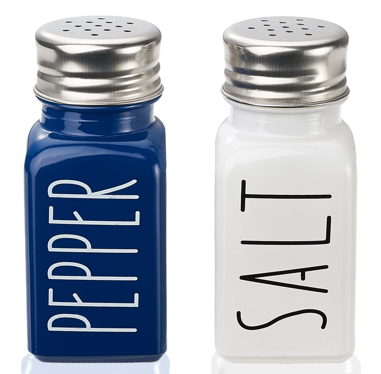 Farmhouse Salt And Pepper Shakers Set,Kitchen Decor,Glass Blue Salt And ...