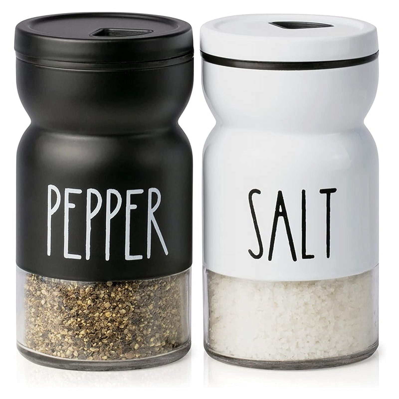 Farmhouse Salt and Pepper Shakers Set, Adjustable Pour Settings, Glass ...