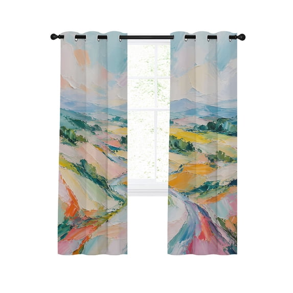 Farmhouse Scenery Blackout Curtains 63 Inches Length, Country Nature ...
