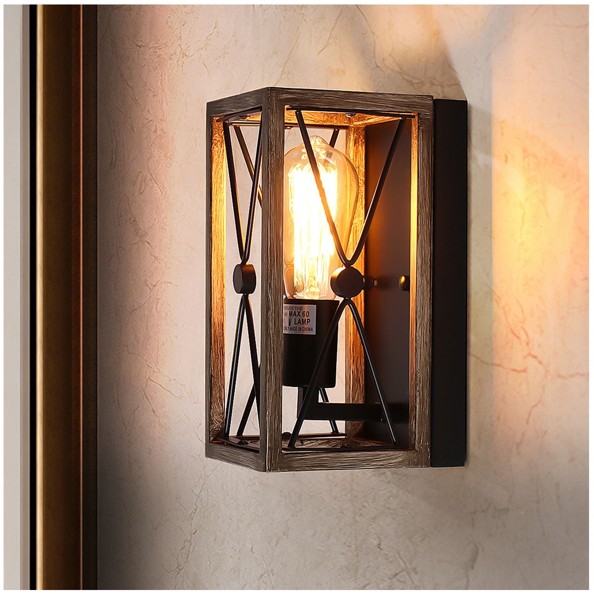 Farmhouse Sconces Wall Light Fixture, Metal Rustic Vintage Edison Wall ...