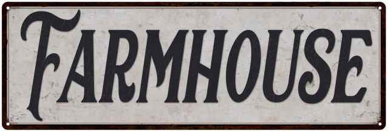 Farmhouse Script Vintage Reproduction Black White 8x24 Metal Sign ...