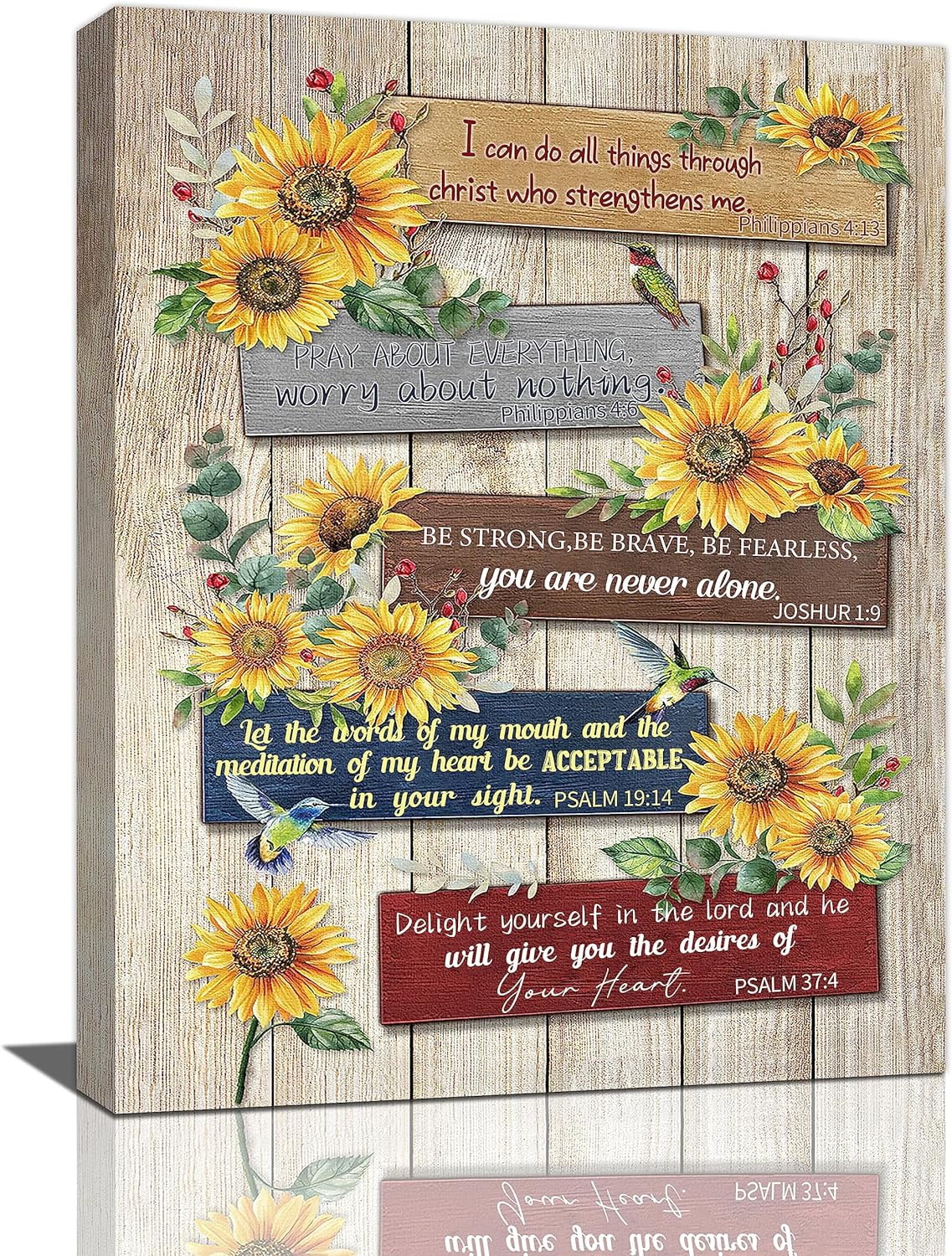 Farmhouse Scripture Wall Art Christian Country Sunflower Canvas Prints ...