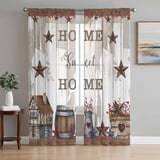 Farmhouse Semi Sheer Curtains 72 Inch Length 2 Panels Set, Retro ...